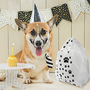 Outus 50 Pieces Paw Print Bags Doggie Treat Bag Bulk Plastic Paw Bag Pet Gift Bags for Party Favor Goodie Candy Grocery Shopping, 14 x 7.6 x 4.8 Inch