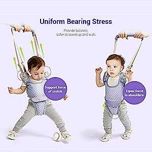 Baby Walking Harness and Safety Helmet,Baby Walker Toddler Walking Assistant,Adjustable Handheld Stand Up and Walking Learning Leash Kids Safety Breathable Walking Harness Walker for Baby 7-24 Months