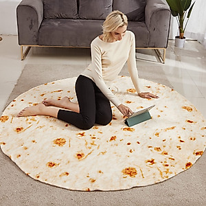 Denkee Tortilla Blanket 71 inches, Tortilla Throw Blanket for Adult and Kids, Taco Blanket Double Sided, Realistic Food Blanket, Funny Gifts for Kids Teenagers