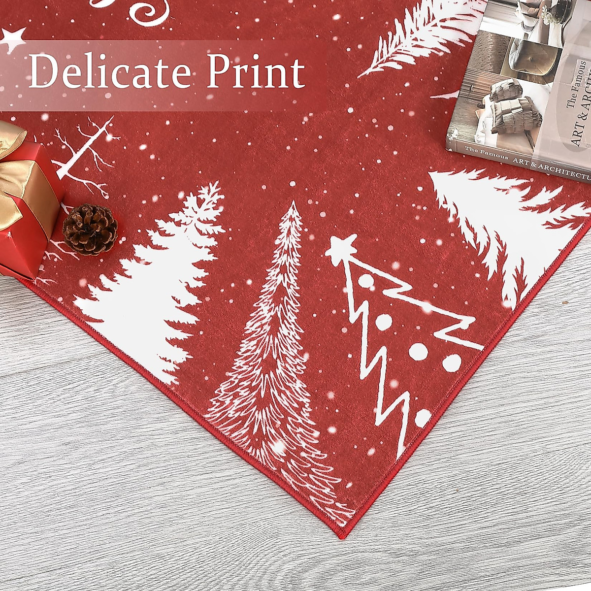 CAREMEE Christmas Washable Rug 8x10 Rug for Living Room Non Slip Soft Non Shedding Throw Rugs Large Area Rug for Bedroom Decor Stain Resistant Carpet for Dining Room Red 8'x10'