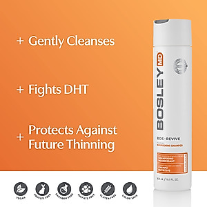 BosleyMD Hair Growth Set for Men and Women, Includes Follicle Energizer, DHT Blocker, for Hair Regrowth + BosRevive Volumizing Shampoo for Color Treated Hair, 10.1 Fl Oz