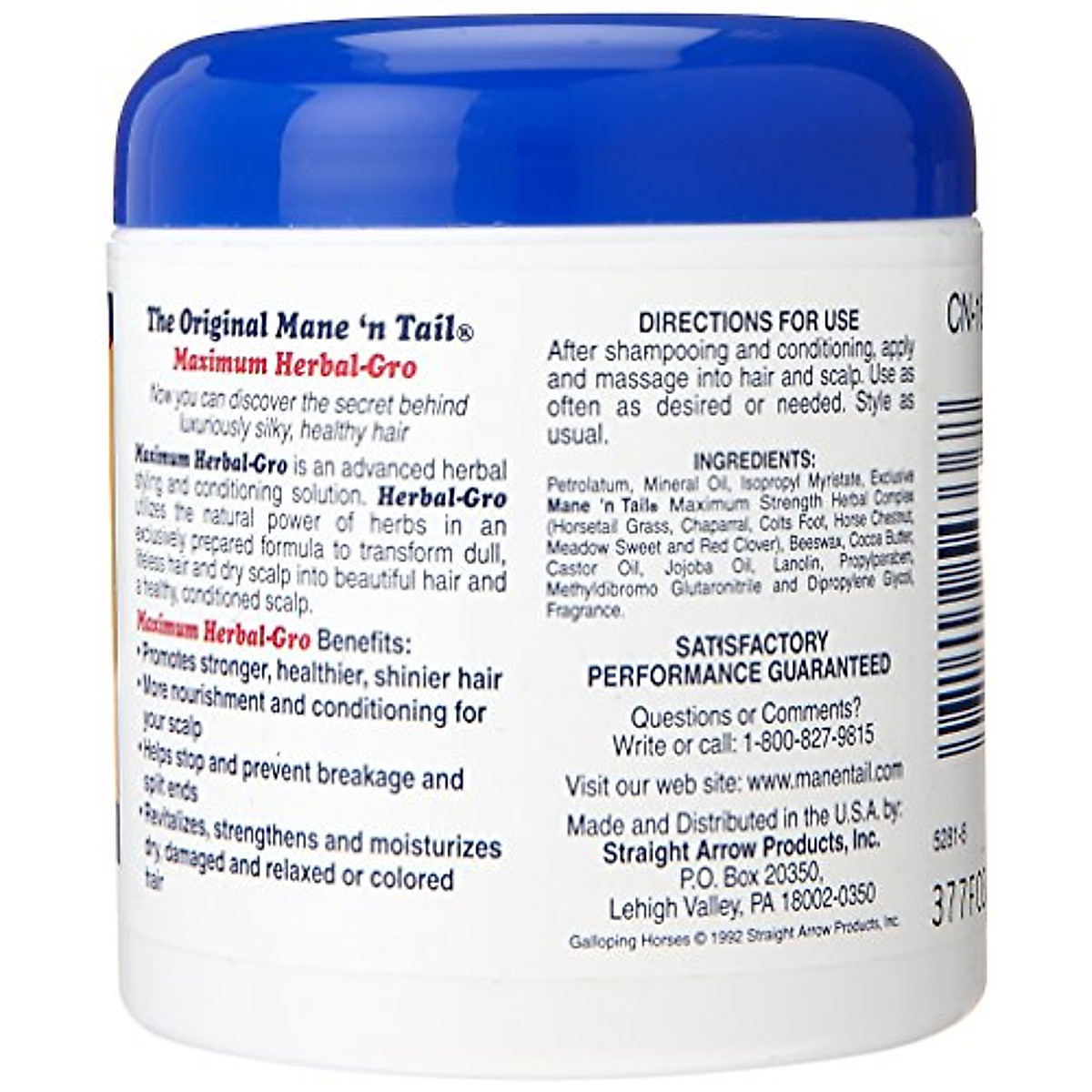 Mane 'n Tail Herbal Gro NATURAL CONDITIONER FOR HAIR & SCALP Pomade 5.5 Ounce