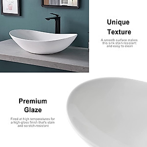 Davivy 24'' X 13.8'' Oval Vessel Sink with Pop Up Drain,Bathroom Vessel Sinks,Bathroom Sinks Above Counter,White Vessel Sink,Counter top Sink,Ceramic Vessel Sink,Oval Sink Bowls for Bathroom