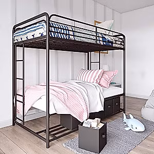 DHP Bonnie Metal Bunk Bed with Storage Drawers, Twin, Black
