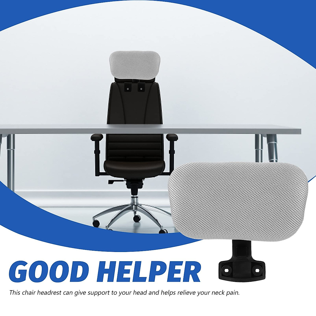 Tofficu Office Chair Headrest Attachment Computer Chair Headrest Adjustable Chair Head Cushion Head Rest for Office Chair(2.2cm Fixing Clips)