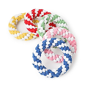 Dog Rope Donut Dental Chew Play Toy Braided for Bored, Teething Puppys and Dogs (Blue)