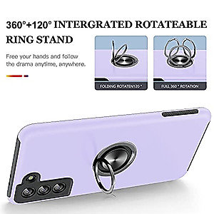 JAME for Samsung Galaxy S21 Plus Case [NOT for S21 or S21 Ultra], Slim Soft Bumper Protective Case for Samsung S21 + Case, with Invisible Ring Holder Kickstand for Galaxy S21 Plus Case, Purple