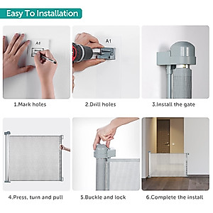 alobeby Baby Gate, Retractable Baby Gate, Pet Gate, Baby Dog Gates for Doorways Gates for Kids or Pets, Extends to 60'' Wide, Extra Gray KMS-WL01 baby gate 2448