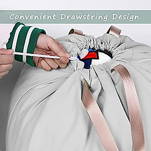 SANFERGE Cotton Canvas Laundry Bag with Handles & Drawstring Straps, Heavy Duty Extra Large Laundry Bags for Laundromat and Household, Washable Travel Dirty Clothes Bag Hamper Liner, 25.5 x 34 Inch, Light Grey