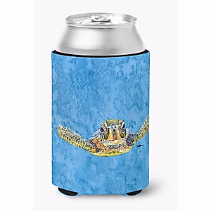 Caroline's Treasures 8653CC Turtle Can or Bottle Hugger Cooler Washable Drink Sleeve Collapsible Beverage Insulated Holder, Can Hugger, Multicolor