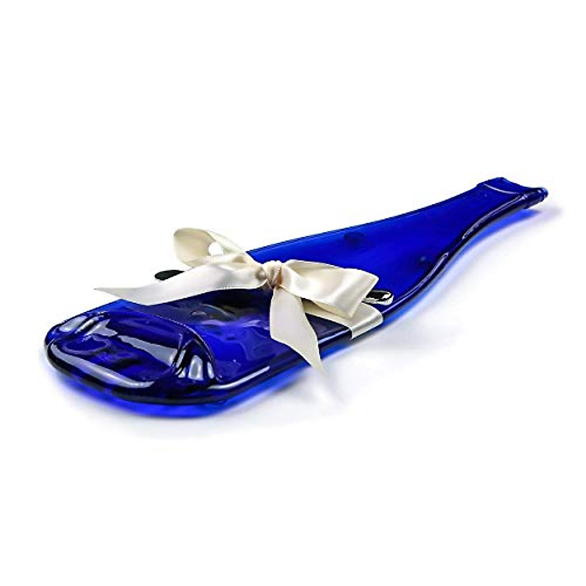 Blue Wine Bottle Cheese Tray with Cheese Spreader, Large Spoon Rest from Flat Bottle