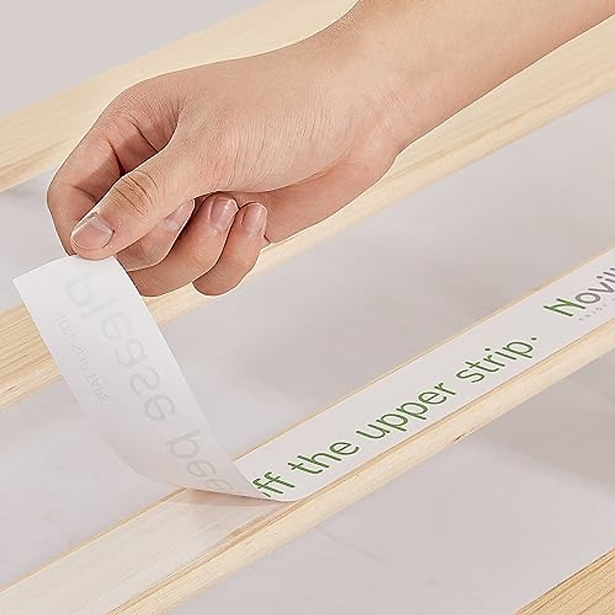 Novilla Full Size Platform Bed Frame with Upholstered Headboard and Strong Wooden Slats Support, Mattress Foundation, Noise Free, No Box Spring Needed, Easy Assembly, Beige