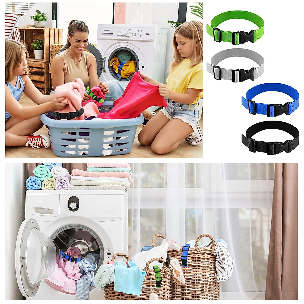 48PCS Laundry Strap with Buckle Laundry Loops Buckle Wash Care Utility Strap Replacement Household Cleaning Loop Accessories Tools