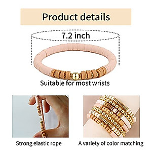 Elegance 11 designs Heishi Beaded Bracelets For Women Polymer Clay Pink Surfer Stackable Beads Boho Bracelet Summer Beach Jewelry Set