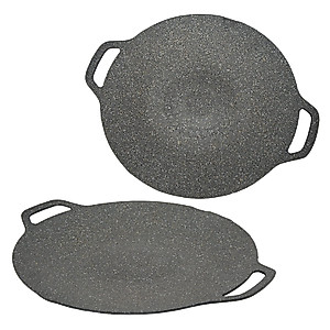 Korean BBQ Grill Pan, Round BBQ Griddle with Nonstick 6-Layer Coating, Aluminum Korean Grill Pan with Double Handles for Indoor or Outdoor Grilling Eggs Pancakes Steaks(30CM)