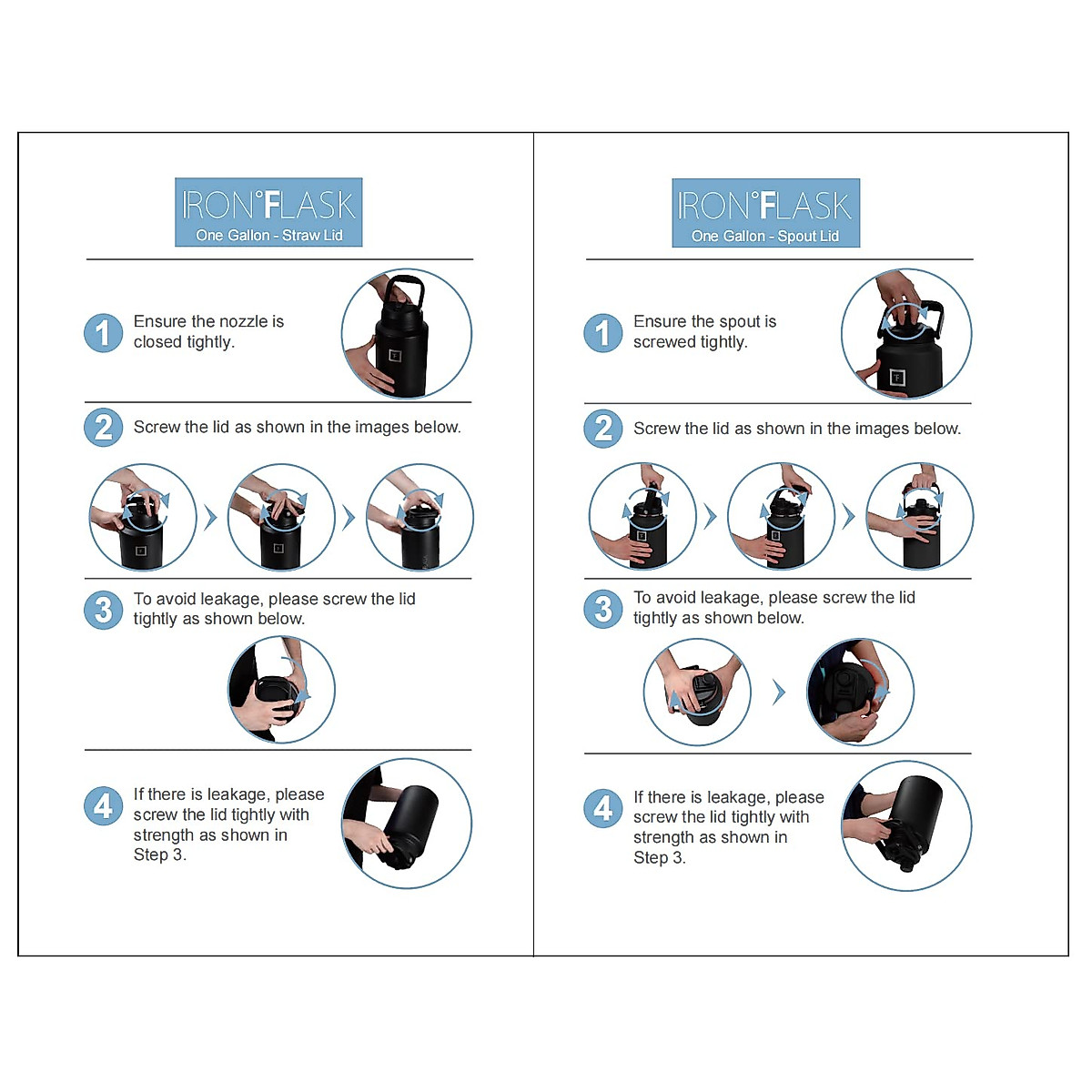 IRON °FLASK Sports Water Bottle - Gallon Series - 2 Lids (Straw and Spout), Leak Proof, Vacuum Insulated Stainless Steel, Double Walled, Thermo Mug, Metal Canteen Jug Growler - Blue Waves, 128 Oz