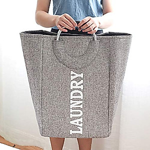 ZERIRA Large Collapsible Laundry Hamper with Comfortable Handles, Portable and Durable Clothes Storage Bag for Dorm Room Clothes Storage (Gray)