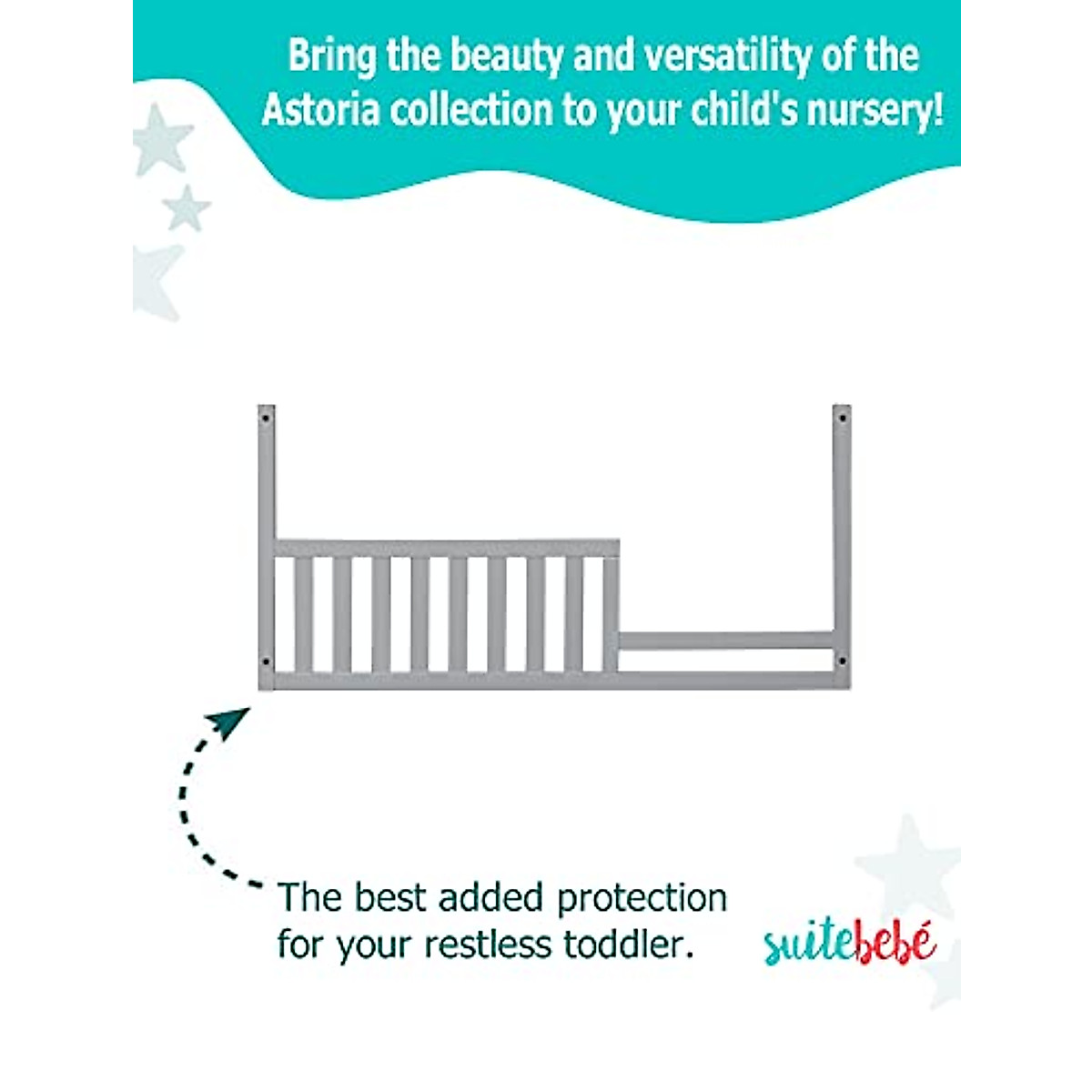 Suite Bebe Astoria Toddler Guard Rail, Grey