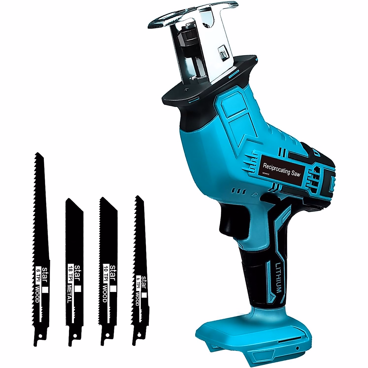 Cordless Power Reciprocating Saws Tool 0-3000 RPM for Makita 18V LXT BL1850B Battery Compact One-Handed Recipro Saw for Wood/Metal/PVC Cutting（No Battery）
