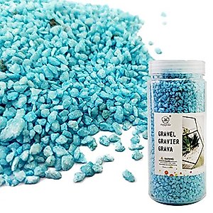 HappyFiller Sea Blue Gravels Mini Pebble Rocks Terrarium Stones Fairy Garden Sands for Top Soil Cover,Succulent Plants,Bonsai,Vase Fillers,Wedding Ceremony,Zen Garden Landscaping,1.5 LB
