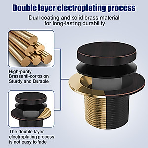Bathtub Drain Tip Toe Tub Conversion Kit Assembly, Replacement Tub Drain Kit with Two-Hole Overflow Faceplate and Universal Fine/Coarse Thread(Oil Rubbed Bronze)
