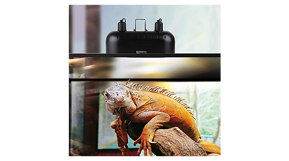 DXOPHIEX 15-inch Dual Reptile Light Fixture | Dual 150W Heat & UVB Lamp