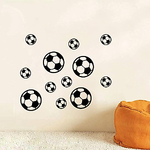 LZYMSZ 12PCS Soccer Ball Football Wall Decal Sticker, Removable Soccer Wall Decoration, Available in 2 Sizes DIY Sticker Mural Sets for Kids Rooms Bedroom Living Room Playroom Soccer Fans Home Decor