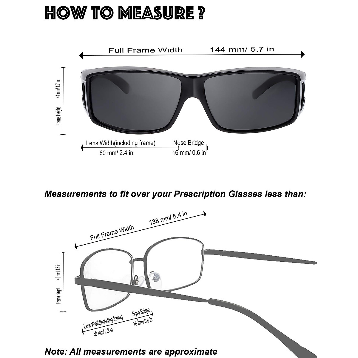 The Fresh High Definition Polarized Wrap Around Shield Sunglasses for Prescription Glasses - Gift Box Package (F701-Black, Grey(Including side lens))