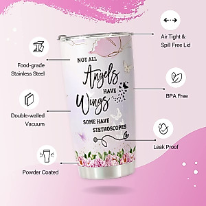 HOMISBES Nurse Tumbler For Women - Appreciation Nurse Gifts - Nurse Coffee Travel Mug Birthday Christmas Cups Nurse Week - Nursing School Graduation for Nurses Stainless Steel Tumbler 20oz