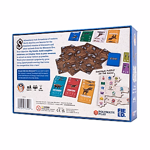 Fossil Canyon Deluxe Edition | Dinosaur Paleontology Family Game | Play Competitively, Cooperatively, or Solo | 1-6 Players, Ages 6 and Up | Field Museum Science Booklet Included