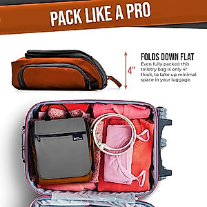 D&D Hanging Travel Toiletry Bag for Men and Women – Cosmetics, Makeup and Toiletries Organizer Kit with 10 Compartments, YKK Zippers, XXL Metal Swivel Hook, Water-Resistant Nylon