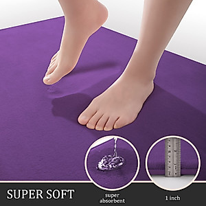 YIHOUSE Bathroom Rug Set 5 Piece, Memory Foam Bath Mat Set, Super Absorbent Bath Mats for Bathroom - Non-Slip & Washable Bath Rugs - Dry Quickly Bath Rugs, Purple