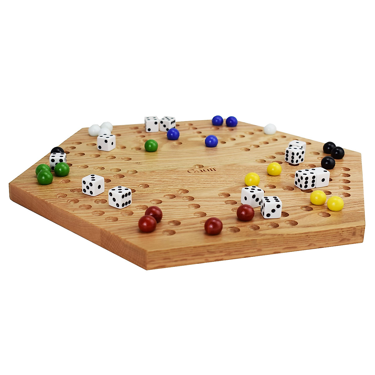 Solid Oak Double Sided Marbles Board Game Wooden 16 inch by Cauff