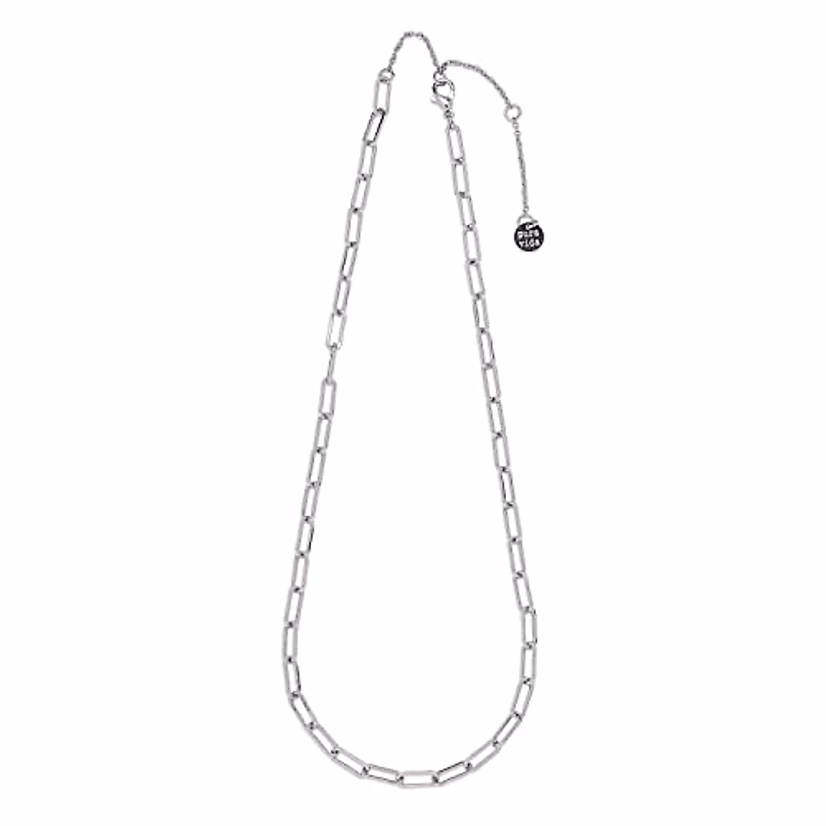 Pura Vida 14" Silver Plated Simple Paperclip Choker Necklace - Adjustable Chain, Brass Base - 3" Extender
