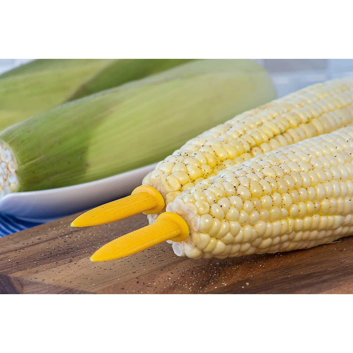 Fox Run 5398 Jumbo Corn Holders, Stainless Steel and Plastic, Set of 8