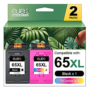 65XL Ink Cartridge Combo Pack replacemet for HP 65 Ink, 65 65XL ejet Remanufactured Ink Work with HP DeskJet 3772 3755 3700 3722 3752 2655 2622 2652; Envy 5055 5052 5058 Printer (1 Black, 1 Tri-Color)