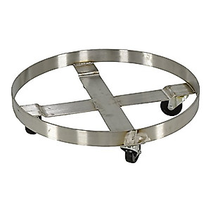 Vestil DRUM-SS-55-H Stainless Steel Mobile Drum Dolly, 800 lbs Capacity, 6" Height