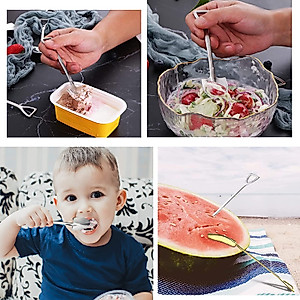 8 pcs Stainless steel shovel spoon set, including 4 sharp spoon, 4 flat spoon, creative dessert spoon, coffee spoon, ice cream fruit spoon, suitable for home, kitchen or restaurant