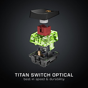 ROCCAT Vulcan Pro Linear Optical PC Gaming Keyboard, Titan Switch Full Size with Per Key AIMO RGB Lighting, Anodized Aluminum Top Plate and Detachable Palm/Wrist Rest, Low Profile, Black