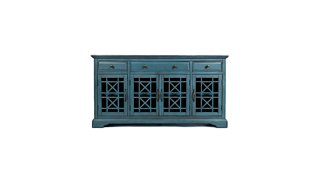 Benjara Koi 60" Antique Blue TV Console | Media & Sideboard