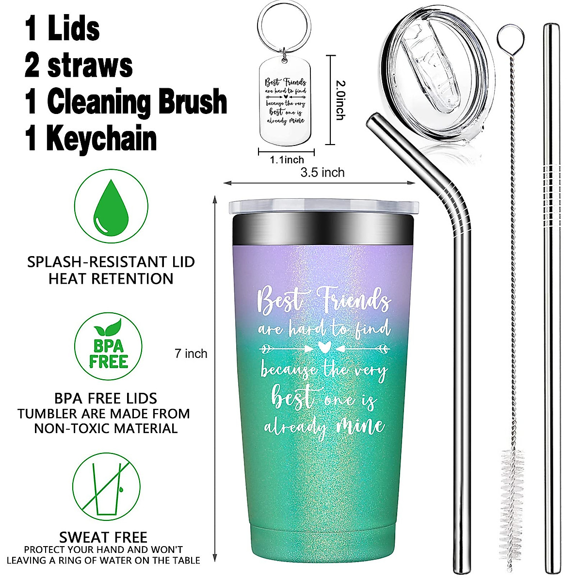 BIRGILT Best Friend Gift for Women - Friendship Gifts for Best Friends - Best Friend Christmas Gifts for Women - 20oz Best Friend Tumblers Cups