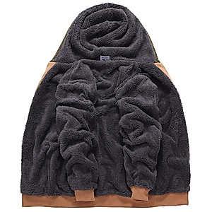 GEEK LIGHTING Hoodies for Men Heavyweight Fleece Sweatshirt - Full Zip Up Thick Sherpa Lined, green Black KhakiL