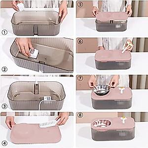 Suertree Cat Fountain Water Bowl Stainless Steel, 101oz/3L Automatic Pet Water Fountain, Dog Water Dispenser Cat Feeding Watering Supplies with 2 Filters for Cats, Dogs, Pets Pink