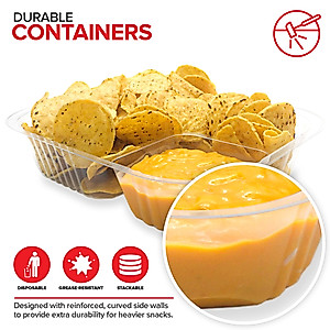 22oz Plastic Nacho Trays (50 Pack) Large Disposable Tray for Nachos & Cheese Dip, Concession Stand Supplies, Movie Night Snacks for Kids, Carnival Party Decorations, Food Boats, Snack Containers