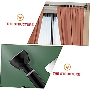 Vaguelly Telescopic Rod Hanging Coat Rack Wall Mounted Collapsible Wall Drying Rack Wall Mounted Holder Iron Pipe Brackets Curtain Rod Metal Pipe Bracket Nail-free Clothing Hanger Black