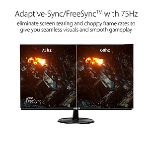 ASUS VP279HE 27” Monitor, 1080P Full HD, 75Hz, IPS, Adaptive-Sync/FreeSync, Eye Care, HDMI VGA, Frameless, Low Blue Light, Flicker Free, VESA Wall Mountable