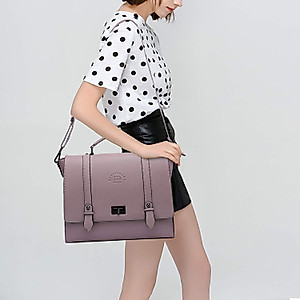 EaseGave Women's 17 Inch Laptop Briefcase, Vintage Purple Saffiano Eco-leather, Multi-Compartment, 3 lb Weight Capacity