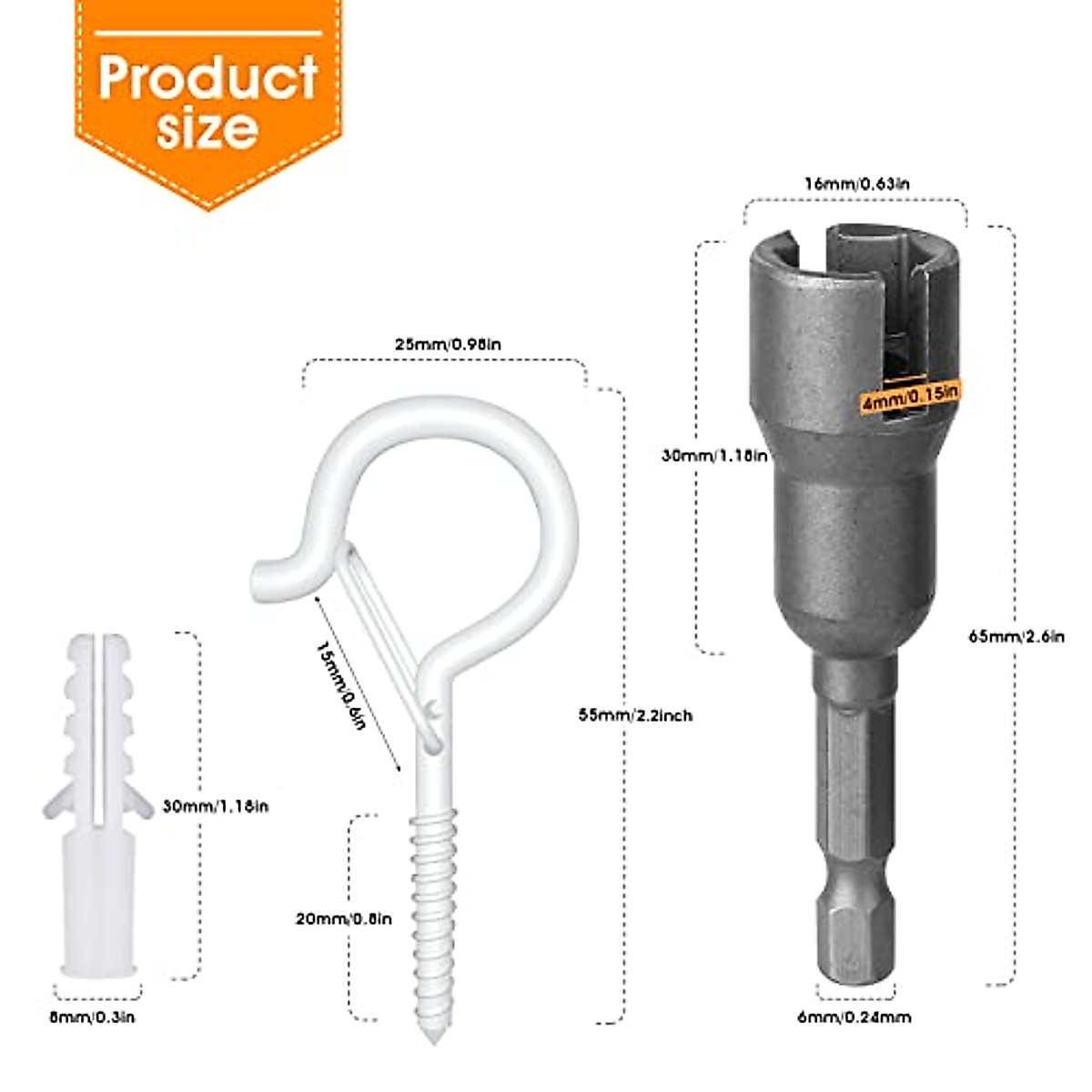 GIPTIME 32PCS Q Hanger Hooks,Ceiling Screw Hook Outdoor Lights Lights Hanger Hook Cabinet Ceiling Hanger Wall Mount Hook for New Year House Garage Party Easter LED Fairy Lights