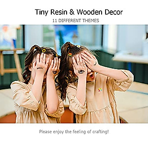 225 pcs Tiny Resin Bee Wooden Ladybug Daisy Flower Mushroom Decor, Bumble Bee Embellishment Epoxy Slime Charm Miniature Fairy Garden Accessories Figurines Micro Landscape Ornaments Scrapbooking