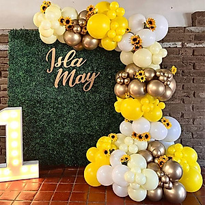 139PCS Sunflower Balloons Garland Kit with Artificial Sunflowers Yellow Balloons for Sunflower Theme Birthday Party Baby Shower